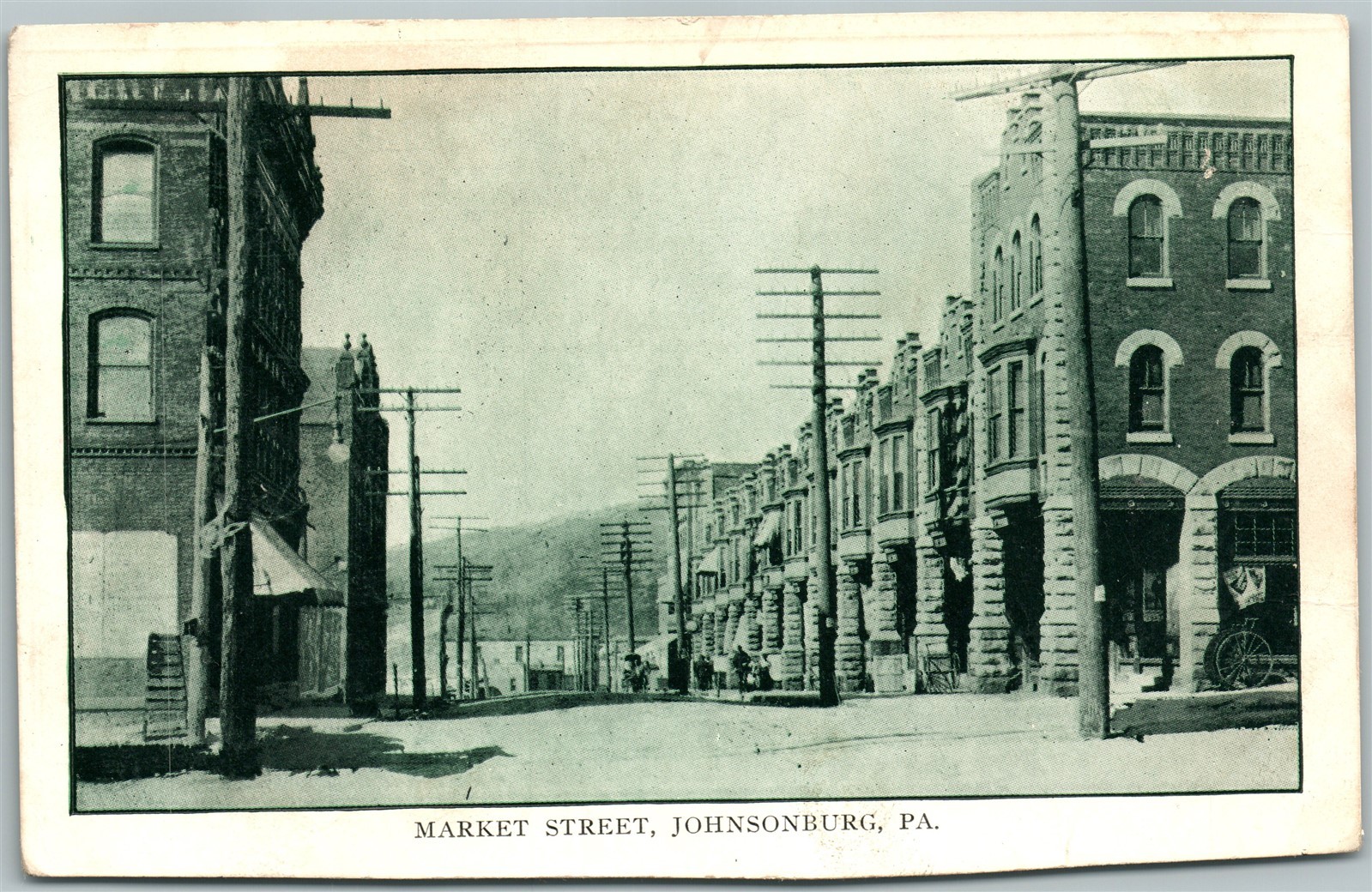JOHNSONBURG PA MARKET STREET 1910 ANTIQUE POSTCARD w/ CORK CANCEL | eBay