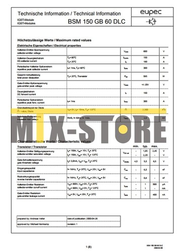 1PC NEW INFINEON/EUPEC Module BSM150GB60DLC Quality Assurance 100% | eBay