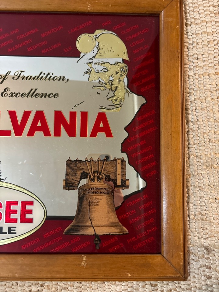 VTG Genesee Beer & Ale Wood Framed Mirror Beer Sign Pennsylvania 16.5 ...