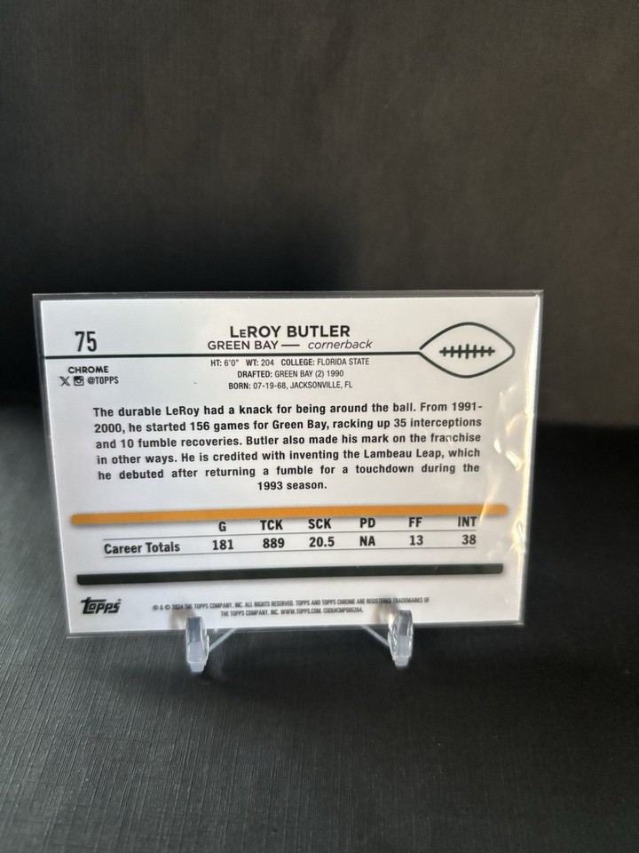 2024 Topps Chrome LeRoy Butler Pink Refractor #/399 Green Bay Packers ...