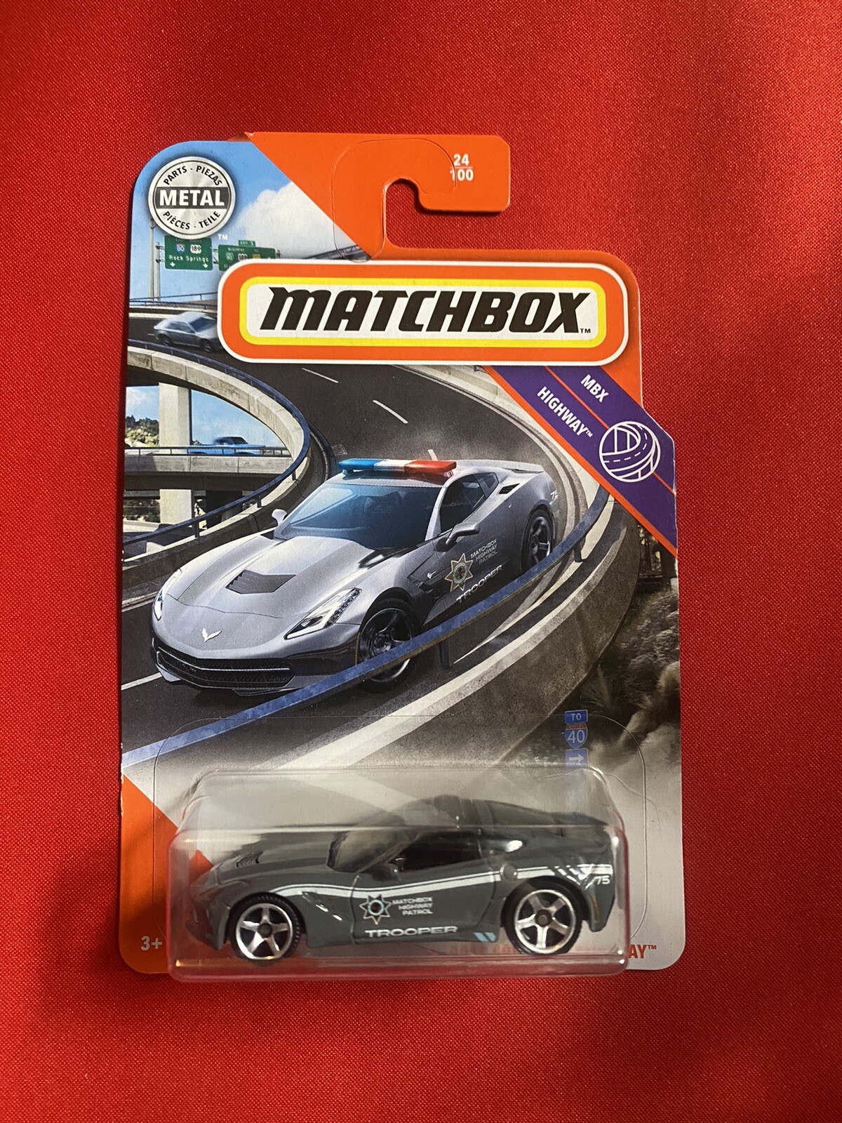 2020 MATCHBOX 2015 CORVETTE STINGRAY MBX HIGHWAY 24/100 HIGHWAY PATROL ...
