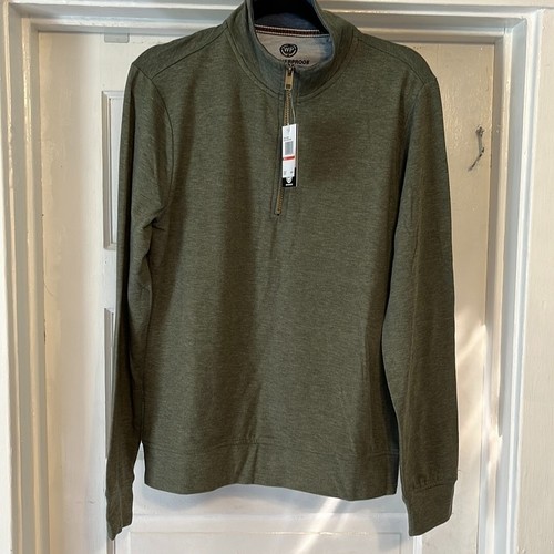 Weatherproof Mens S Pullover Green Jacket Mock Neck Quarter Zip Soft ...