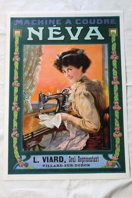Nouveau Sewing Machine Ad 'Neva' (1880's) 20.5x29 French Poster LB | eBay