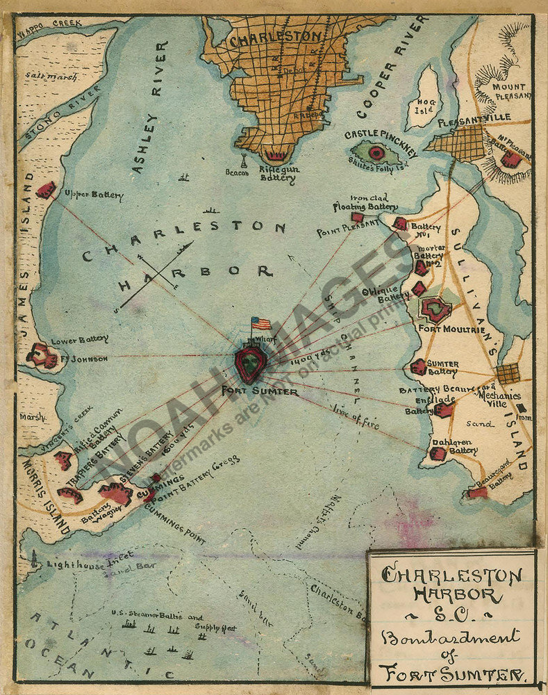 Map of Plan of Fort Sumter SC c1865 16x20 | eBay