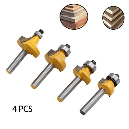 4Pcs 1/4" Shank Round Over Router Bit Edging Set Radius Woodworking ...