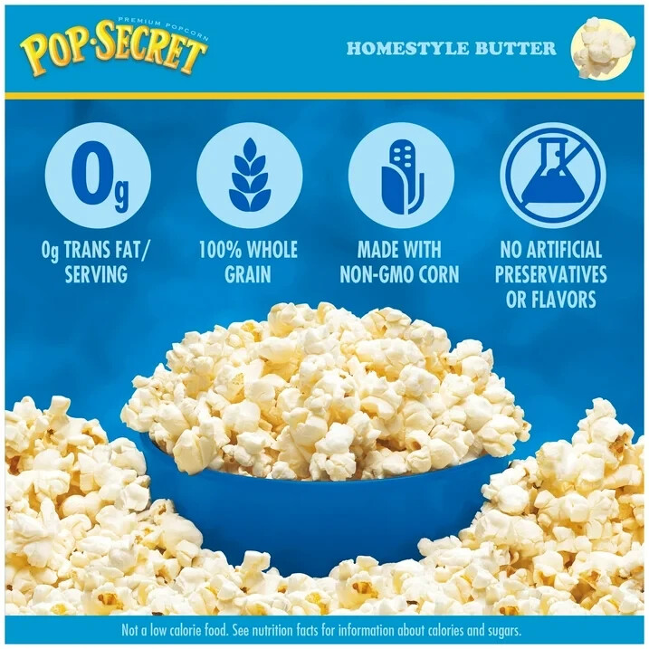 Pop Secret Microwave Popcorn, Homestyle Butter Flavor, 3 Oz Sharing ...