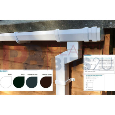 Guttering Kit Square Plastic For Sheds, Garages, Outhouses, & Small ...