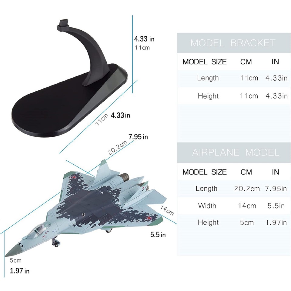 1/100 Russian SU57 Air Force Su-57 Stealth Fighter Aircraft Military ...