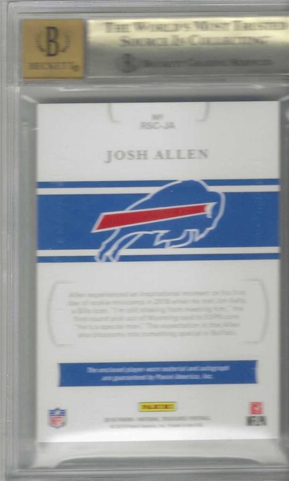 2018 Josh Allen National Treasures Auto NFL Gear RC- BGS 9.5 Gem Mint ...