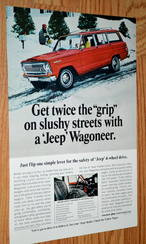 1967 JEEP WAGONEER 4x4 "WINTER" ORIGINAL VINTAGE ADVERTISEMENT PRINT AD ...