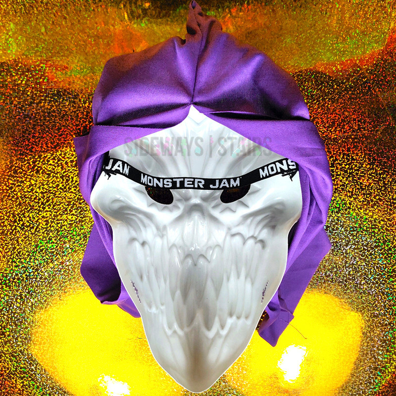 GRAVE DIGGER SKULL MASK purple hood reaper Monster Jam collectible pvc ...