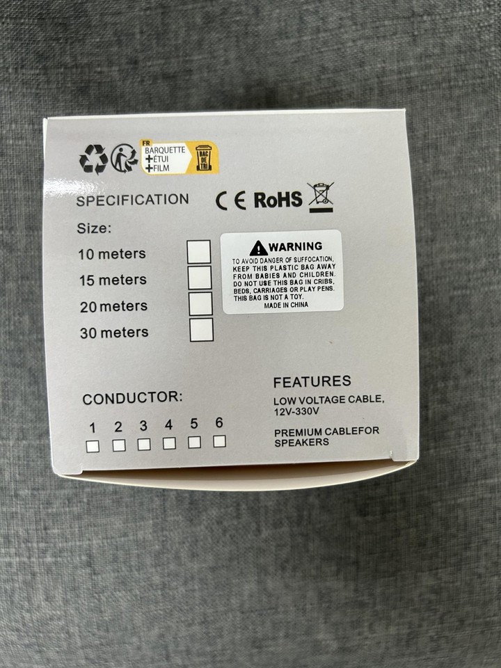 100ft Extension Cable 3 Pin Wire Cord 30M 22AWG Hookup Electrical 3 ...