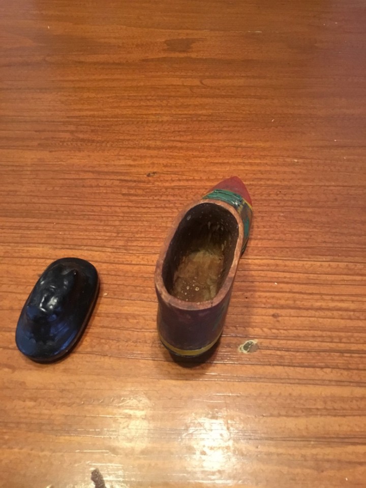 Antique wooden shoe snuff box, hand painted, 19thcentury | eBay