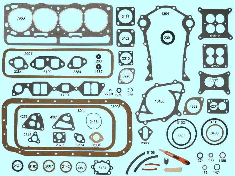 Lincoln 341 Y-Block V8 Full Engine Gasket Set BEST Head+Intake+Exhaust ...