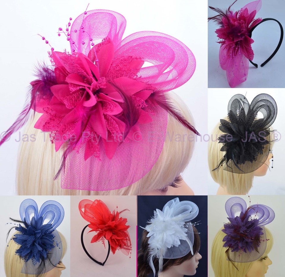 Spring Race Racing Party Melbourne Cup Feather Fascinator Headband Clip ...