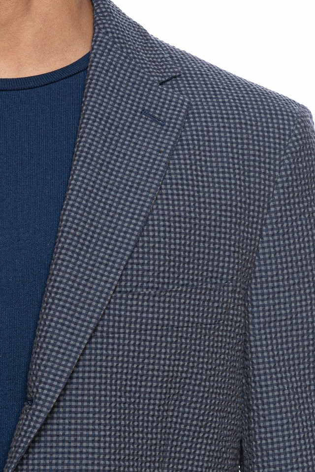 BELVEST Blue Cotton Micro Checks Jacket Blazer 46 US / 56 EU 7R | eBay