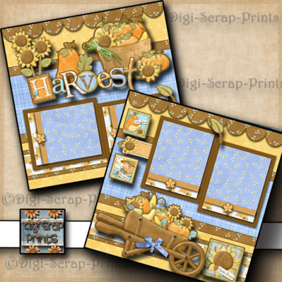 HARVEST ~ FALL ~ 2 premade scrapbook pages paper piecing layout ~ BY ...