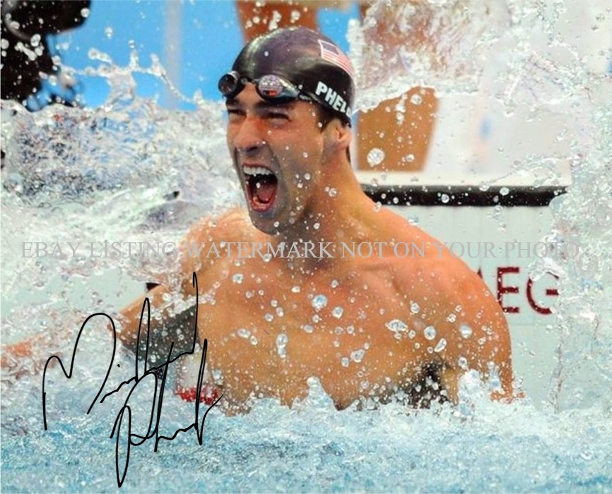 MICHAEL PHELPS SIGNED AUTOGRAPH 8x10 RPT PHOTO OLYMPICS GOLD MEDAL ...