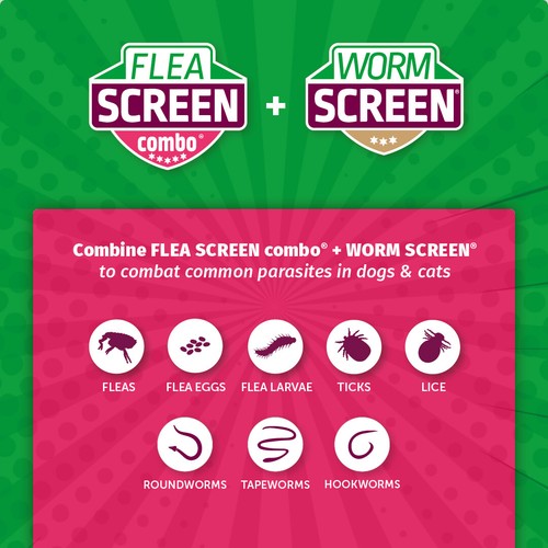 FLEA SCREEN combo Spot On for Dogs & Cats - Kills Fleas, Flea Eggs ...