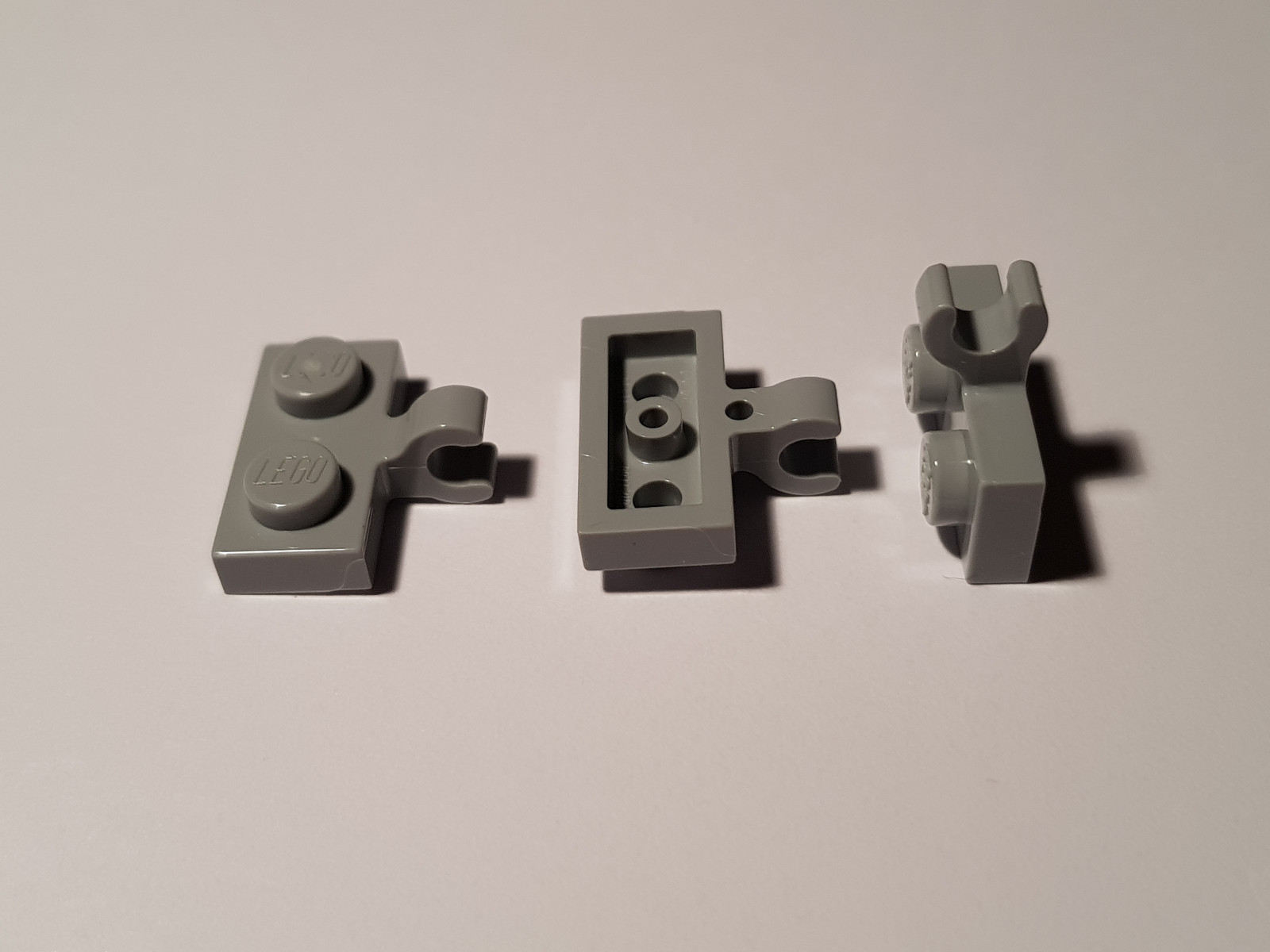 Lego® 10 x 11476 Plate 1 x 2 with Clip Horizontal Light Gray 6028812 ...