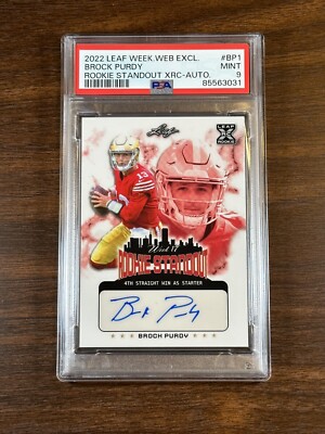 2022 LEAF ROOKIE STANDOUT BROCK PURDY #BP1 RC ROOKIE AUTO /1000 49ERS ...