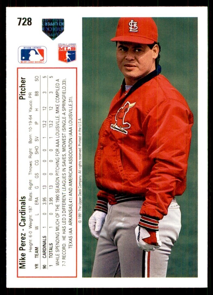 1991 Upper Deck Mike Perez Baseball Cards #728 | eBay