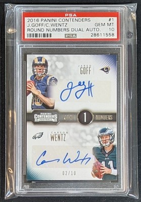 2016 Panini Contenders Round Numbers Jared Goff & Wentz Dual Auto RC ...