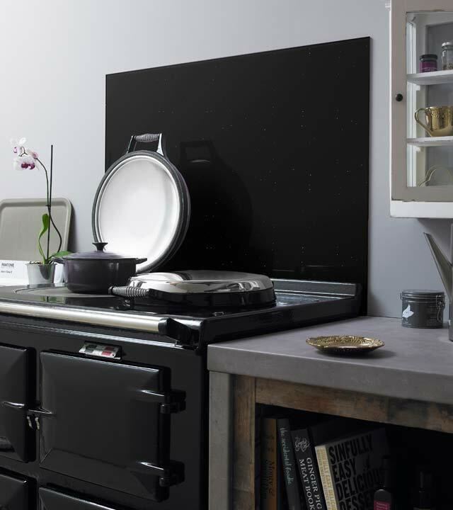 Glass Splashback For Kitchen Self Adhesive Glass Splashback Black Gloss ...