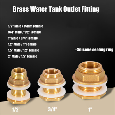 Brass Water Tank Outlet Fitting Flanged Connector Male Female Extend 1/ ...