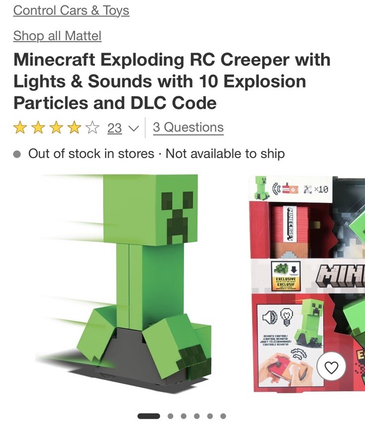 Mattel Minecraft Exploding RC Creeper with Lights, Sounds & 10 ...