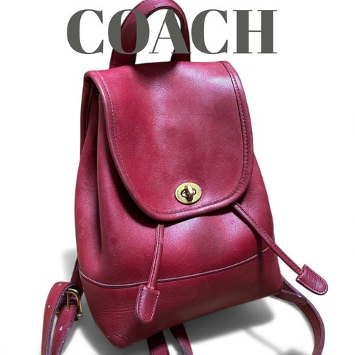 COACH 9960 Vintage Turnlock Leather Backpack Red Gold Hardware Classic ...
