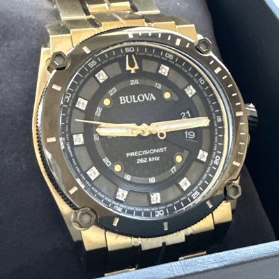 Bulova Men's Precisionist Diamond Accents Quartz Gold Tone 46MM Watch ...