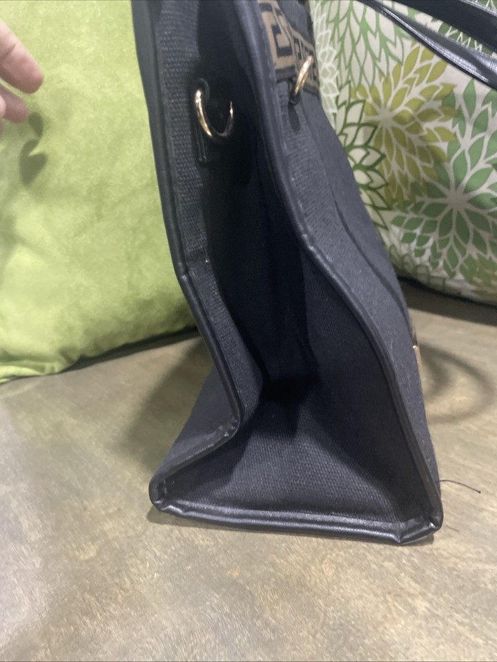 Versace Fragrances Canvas Shoulder Crossbody Bag Black Gold With Dust ...