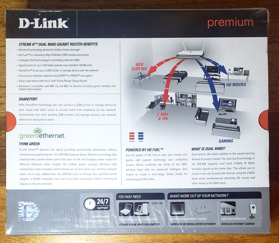 D-Link Xtreme N DIR-825 300 Mbps 4-Port Gigabit Wireless N Router (NEW ...
