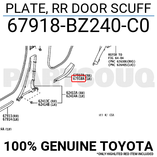 67918BZ240C0 Genuine Toyota PLATE, RR DOOR SCUFF 67918-BZ240-C0 | eBay