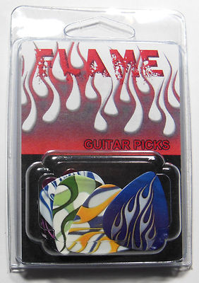 "FLAME" Guitar Pick Pack, 6 Picks .71mm Clamshell, pics plectrums, Fire ...