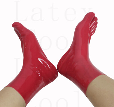 Pure Latex The Ankle Red Toe Socks Ankle Hose Rubber Socks 0.4mm S-XL ...