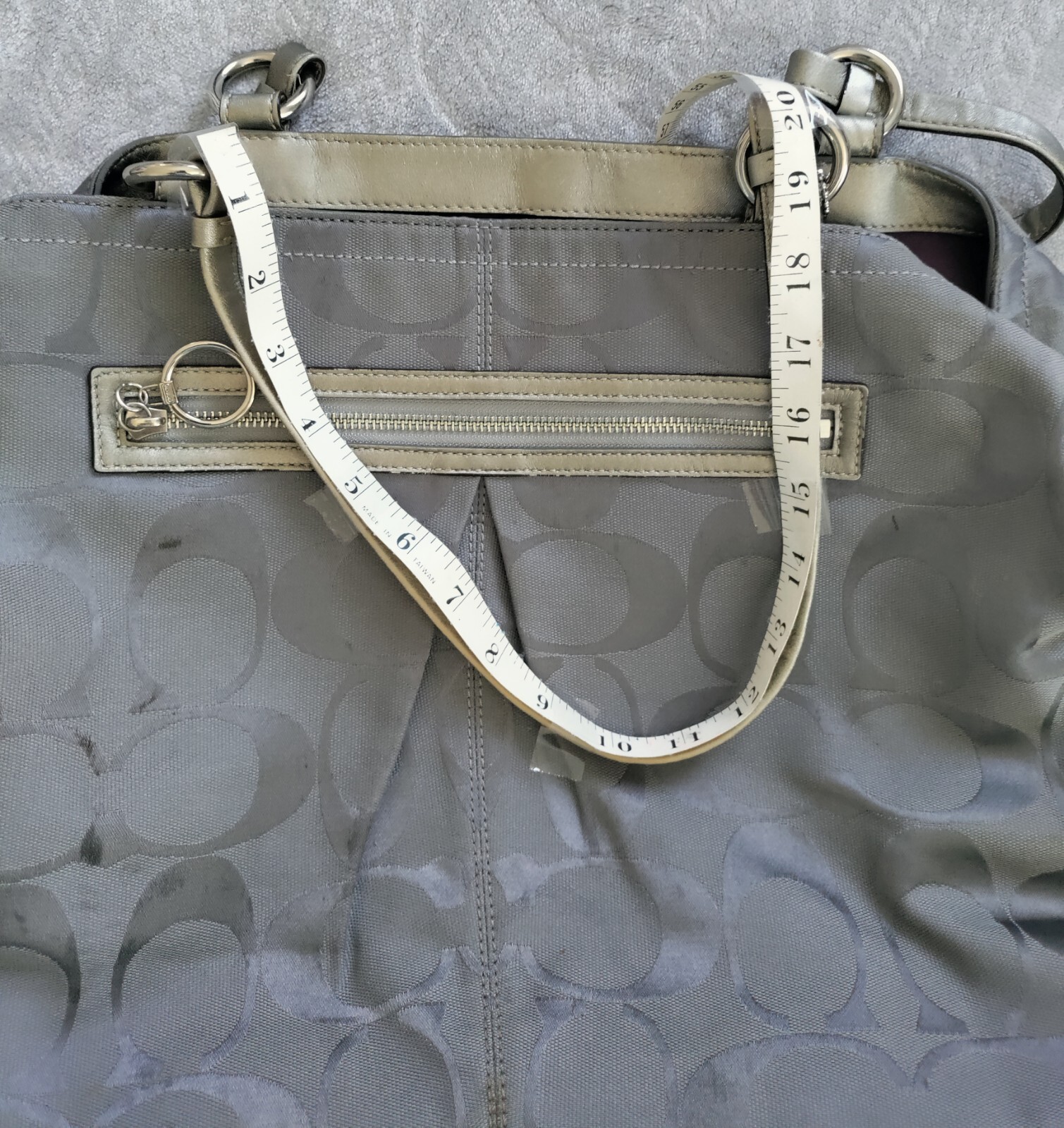 Coach Gray Signature Logo Gabby Tote Shoulder Purse w… - Gem