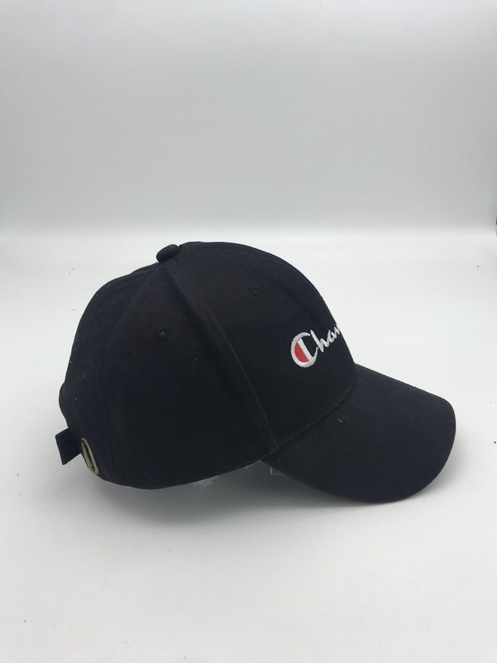 Champion Adjustable Men's Hat / Cap Strapback Black Relaxed Raised Logo ...