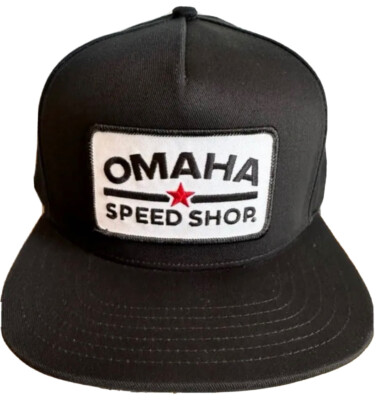 MEN’S OMAHA SPEED SHOP LOGO HAT BLACK FLAT BILL TRUCKER SNAPBACK NEW | eBay