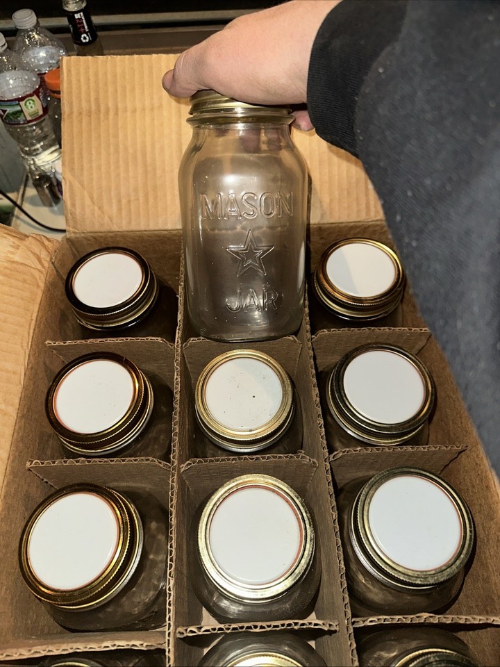 New Old Case Of Mason Star Jars With Lids Quart Size 12pk | eBay