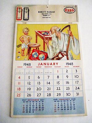 1948 "Esso Gasoline" Ad Calendar /w Pics of the 40's by Russell ...