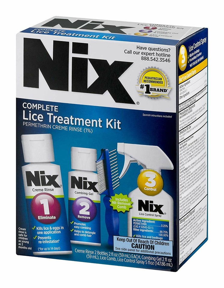 Nix Complete Lice Treatment Kit Permethrin Creme Rinse Removes Lice ...