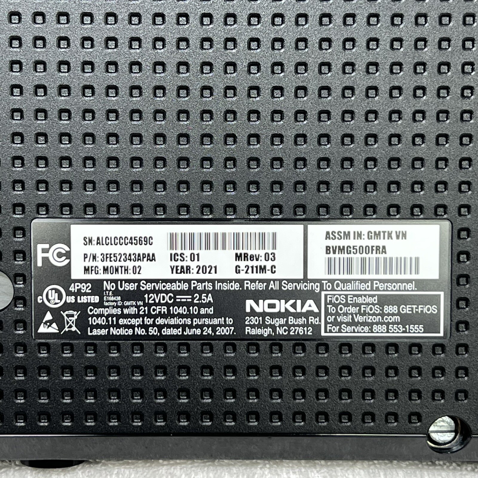 Verizon/ Nokia FIOS ONT Optical Network Terminal Modem G-211M-C | eBay