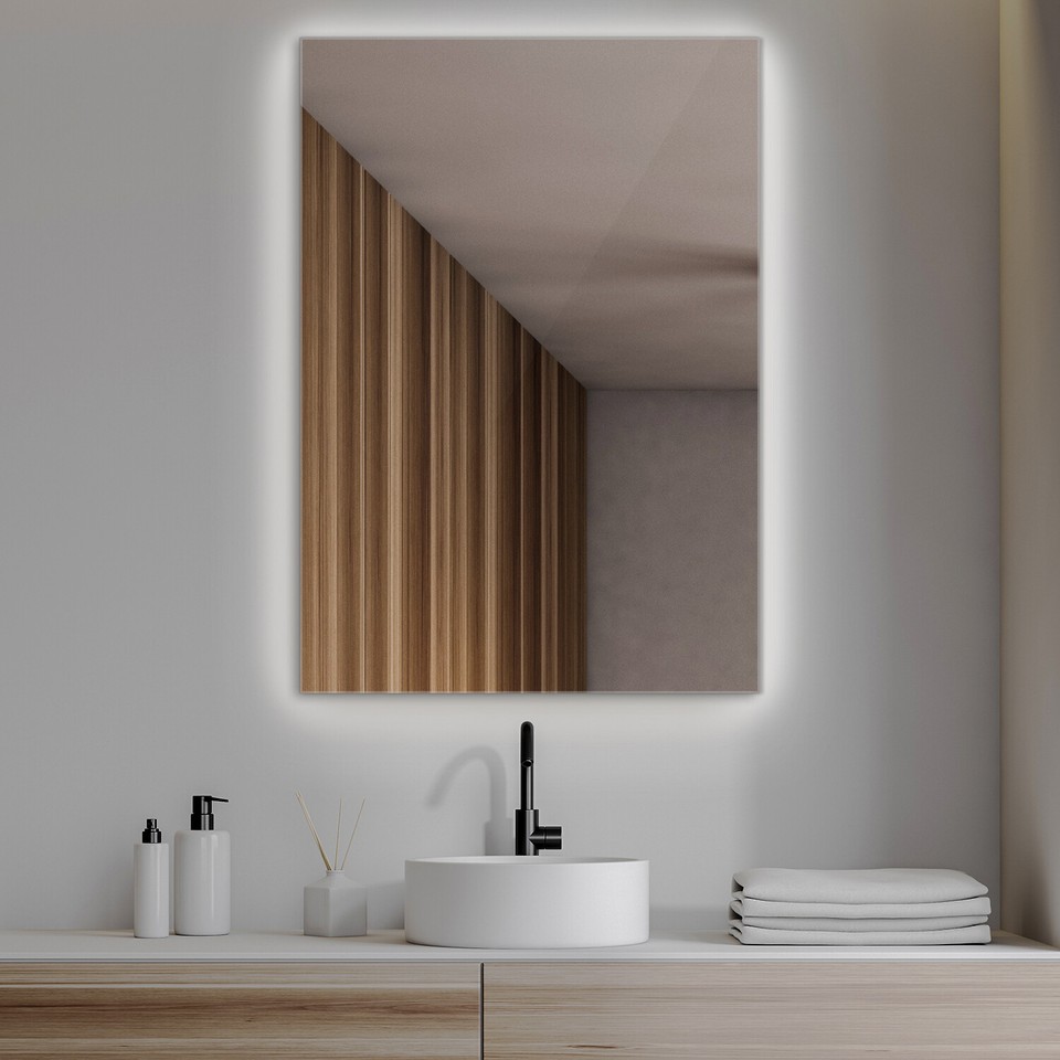 Modern Rectangle LED Mirror Warm / Neutral / Cold Lights Ready to Hang ...