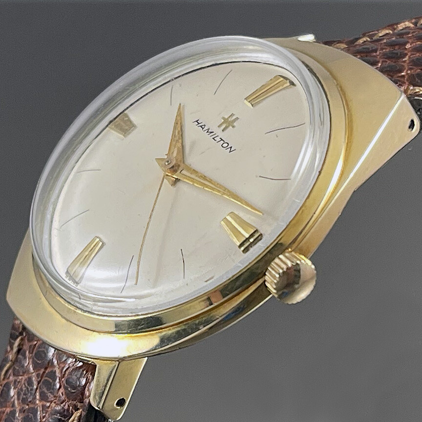 RARE EURO 1960s 60007-4 Hamilton Watch: MCM Fin Lug Case; Ham Strap ...