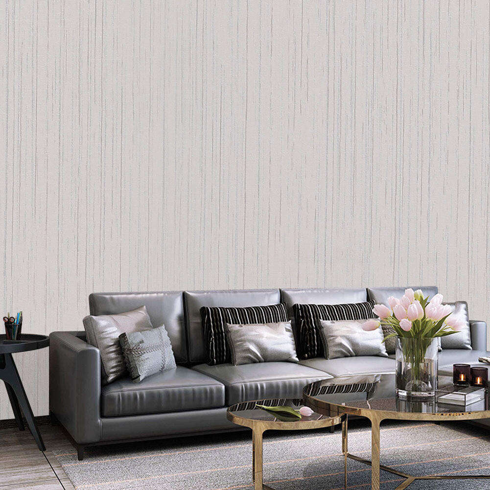 10m Beige Self-Adhesive Stripe Wallpaper PVC Waterproof Vinyl Wall ...