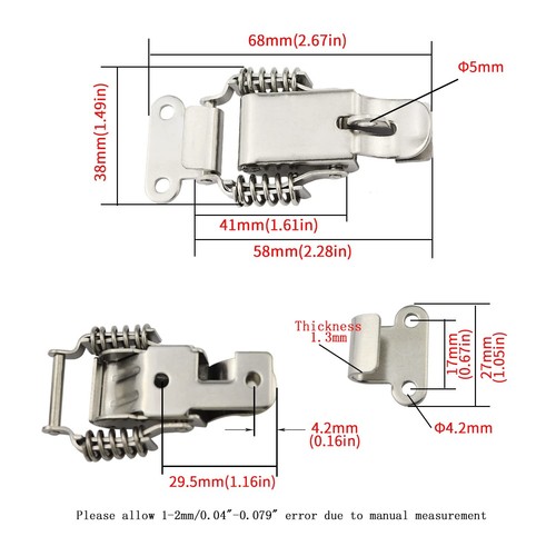 Heavy Duty Stainless Steel 304 Spring hasp Toolbox Toggle latches Lock ...