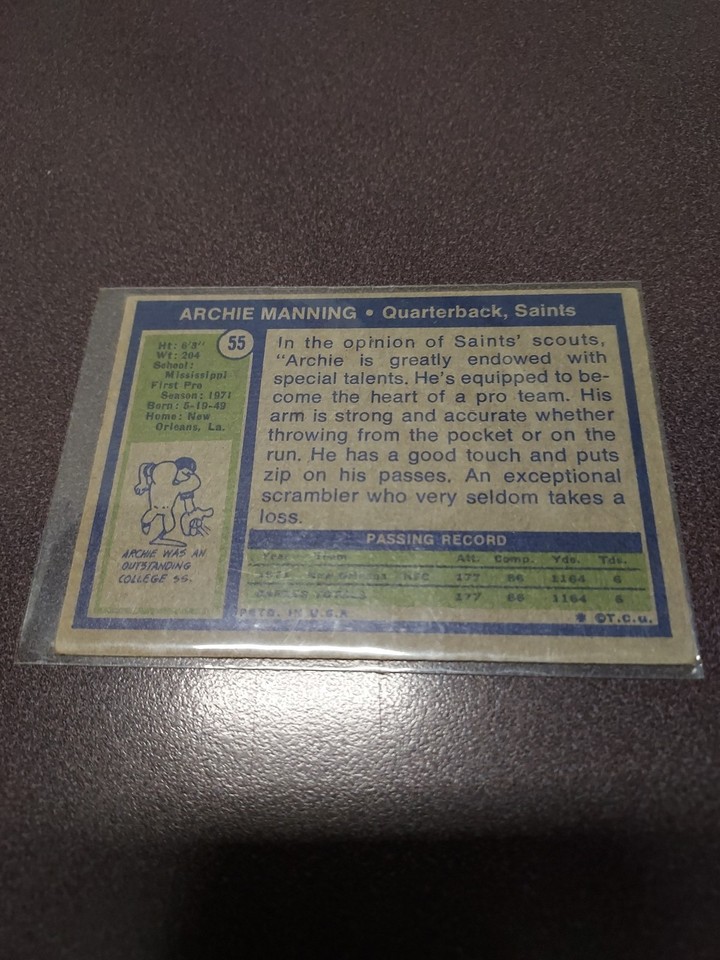1972 Topps Football Archie Manning | eBay