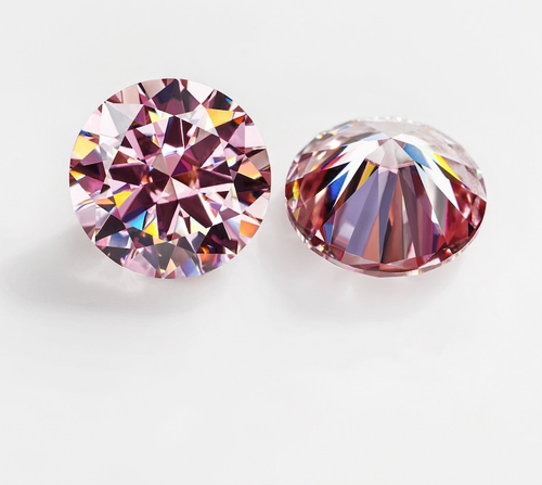 6x6mm Fancy Pink Color Diamond Round Cut Pair Loose D Grade VVS1 ...
